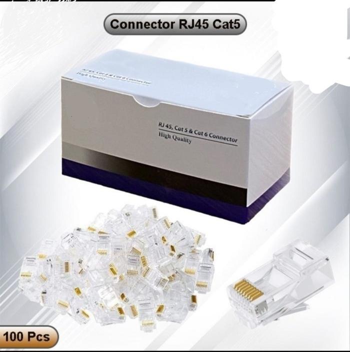Jual Konektor LAN RJ45 CAT 5 / RJ 45 / RG 45 /RJ 45 Cat 5e / ISI 100 ...