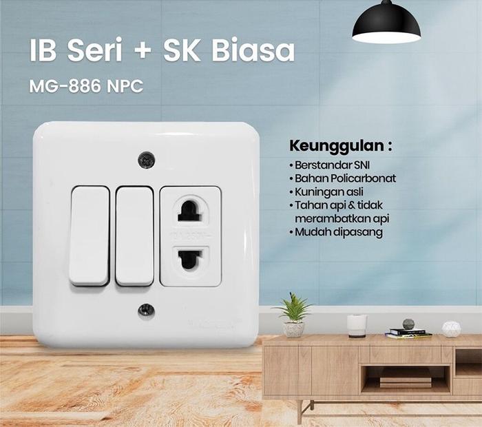 Jual Stop Kontak BIASA + Saklar Seri MORGEN IB - MG-886-NPC - Kab ...