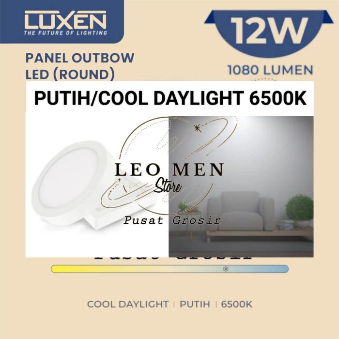Jual Lampu Panel LED~Panel Downlight~Bulat~OutBow~12 Watt~LUXEN - PUTIH ...