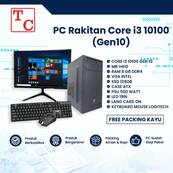 Jual pc rakitan core i3 10100 (gen10)ram 8gb ssd 128 fullset Led cpu ...