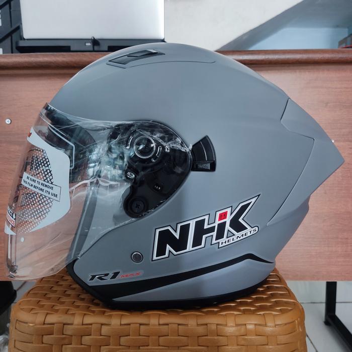 Promo HELM NHK R1 MAX SOLID GREY DOFF HALF FACE NHK R1 MAX DOUBLE VISOR ...