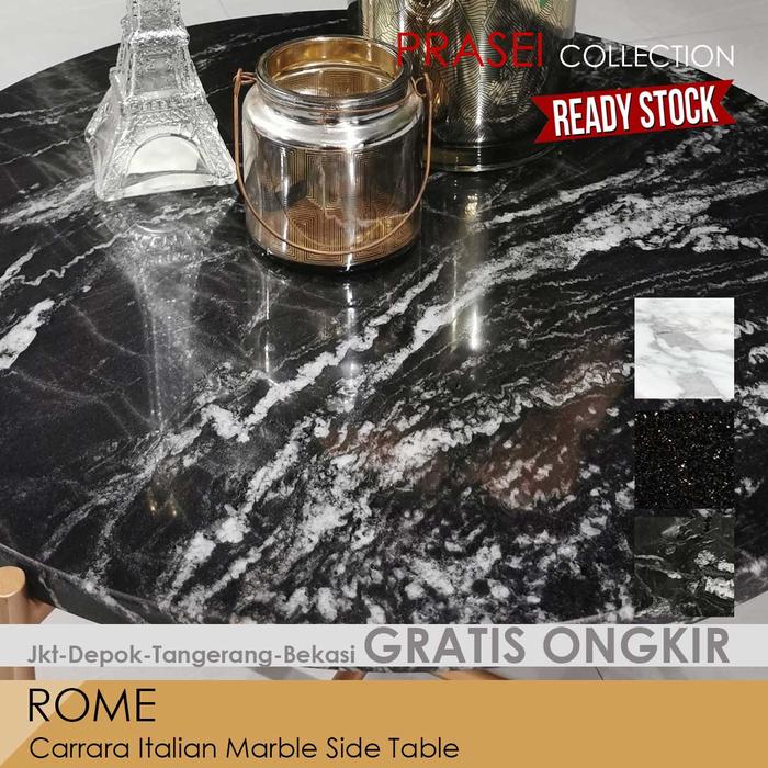 Jual ROME 60 Carrara Marble Coffee Table Meja Bulat Marmer Nakas Meja ...