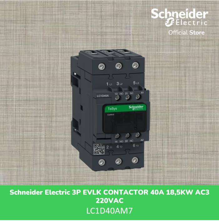 Promo Schneider Electric 3P EVLK CONTACTOR 40A 18,5KW AC3 220VAC ...