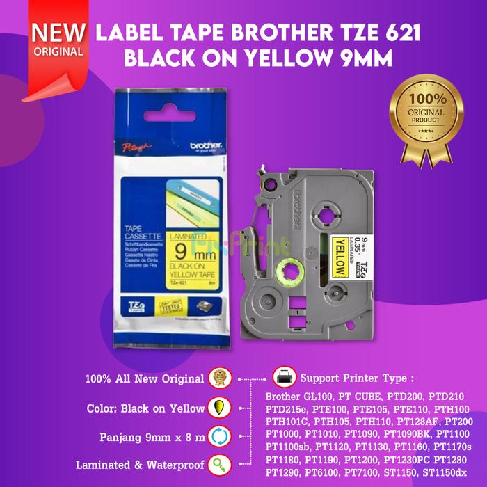 Jual Label Tape TZE-621 TZE 621 TZE621 Black On Yellow 9mm Original ...