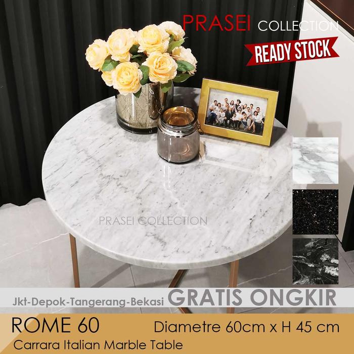 Jual ROME 60 Carrara Marble Coffee Table Meja Bulat Marmer Nakas Meja ...