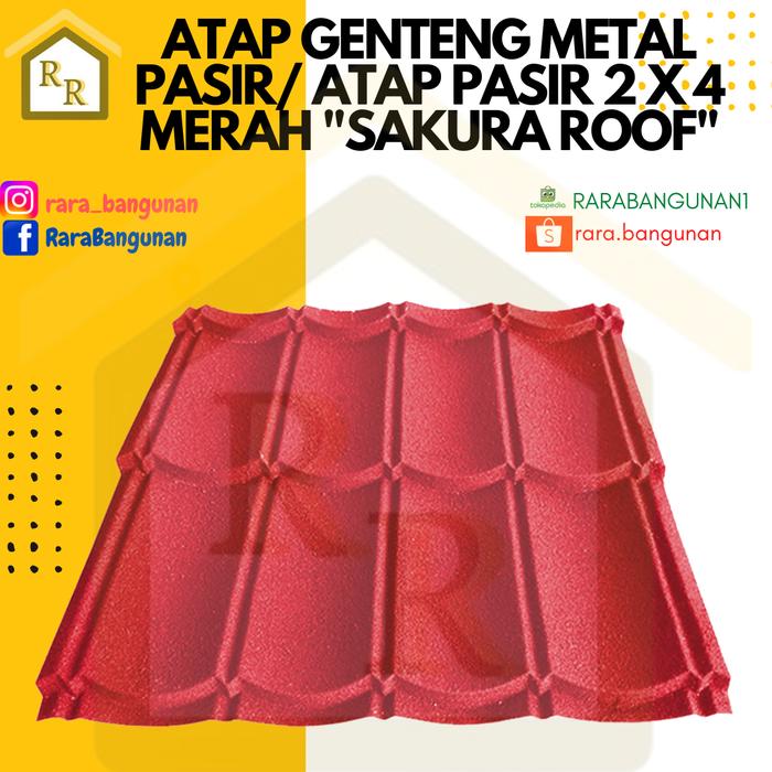 Jual ATAP/ GENTENG METAL PASIR WARNA MERAH 0,25mm 2x4 PER LEMBAR - Kota ...
