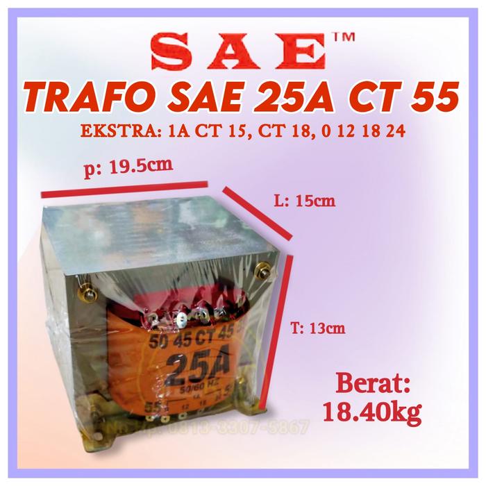 Jual TRAFO TRANSFORMER SAE 25A CT 55 MURNI sae 25 amper ct 55v ORIGINAL ...
