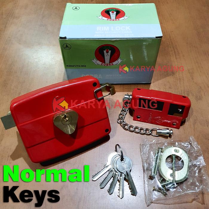 Jual Kunci Pintu Gerbang Besi Otomatis COBRA Merah Original Rim Lock ...