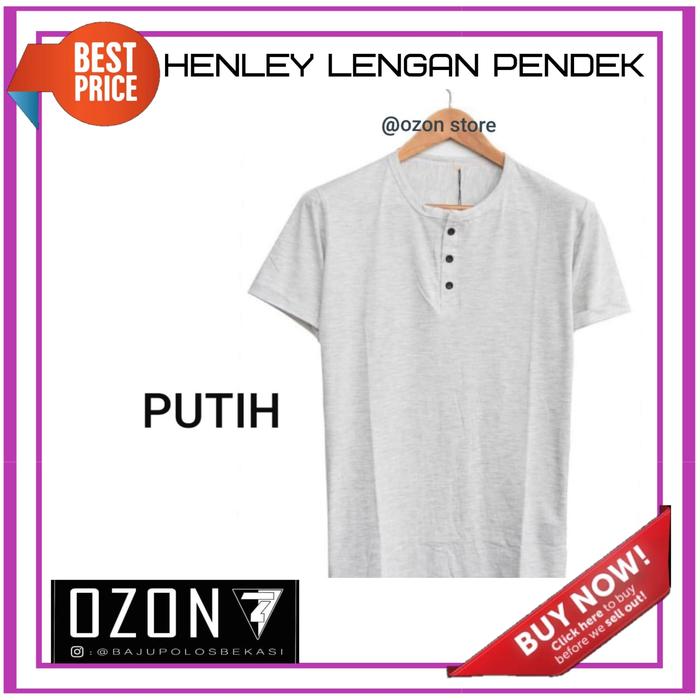Jual baju kaos polos henley baju kancing pria merah maroon - Putih ...