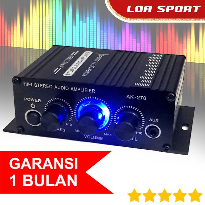 Jual Amplifier Mobil 40 RMS Watt Mini Audio HiFi Stereo Treble Bass ...