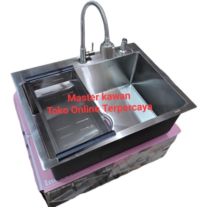 Promo Paket Lengkap Kitchen Sink Stainless INOBE 6045 + KRAN FLEKSIBEL ...