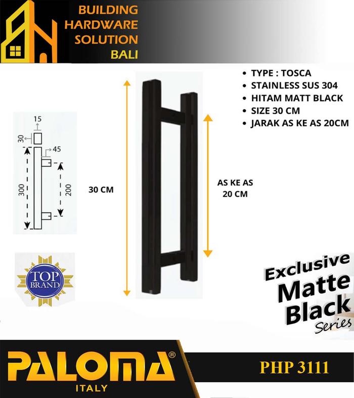 Jual PALOMA Tosca Pull Handle Tarikan Pintu 30cm HITAM BLACK PHP 3111 ...