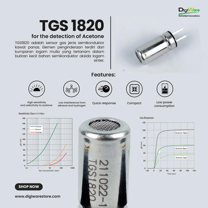 Jual TGS1820 Acetone Gas Sensor - Kota Surabaya - DigiWare Store ...