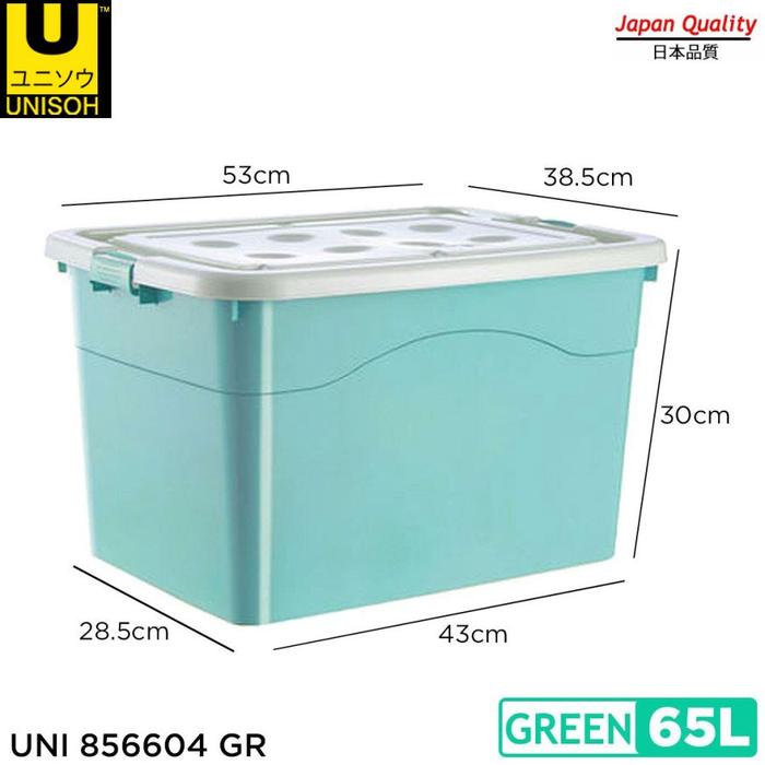 Promo UNISOH Kotak Penyimpanan Storage Box Container Susun - GREEN 65L ...