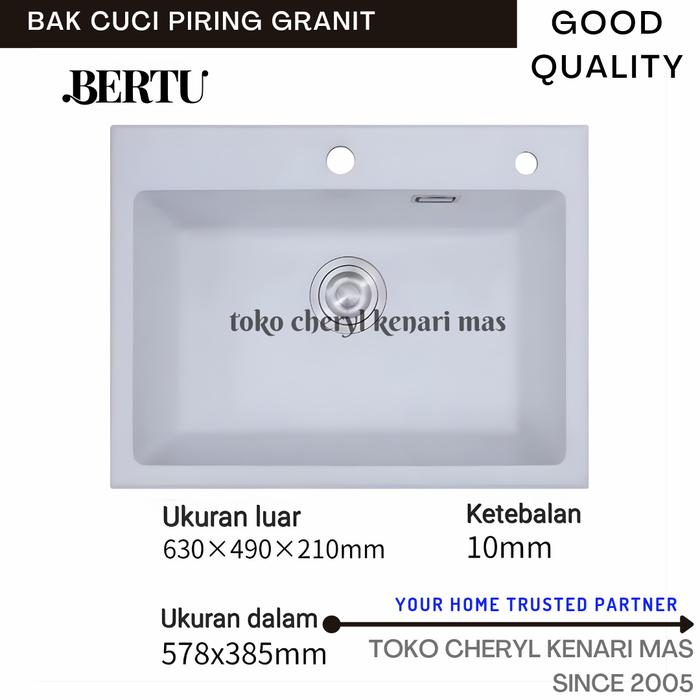 Jual Kitchen Sink Granite Bak Cuci Piring Granit Putih White Bertu 6349 ...