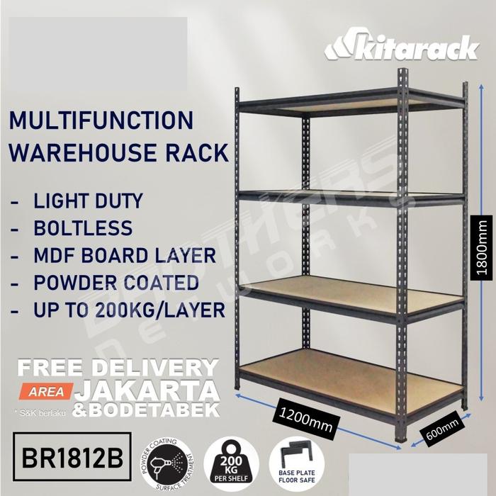 Jual WAREHOUSE RACK KITARACK BR1812B BOLTLESS RAK GUDANG 4 SUSUN 1.8 ...