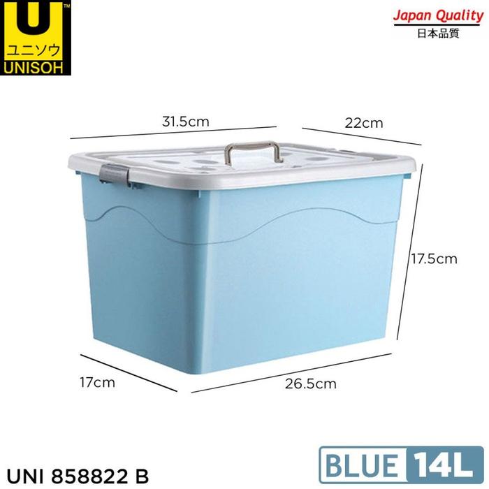Promo UNISOH Kotak Penyimpanan Storage Box Container Susun - BLUE 14L ...