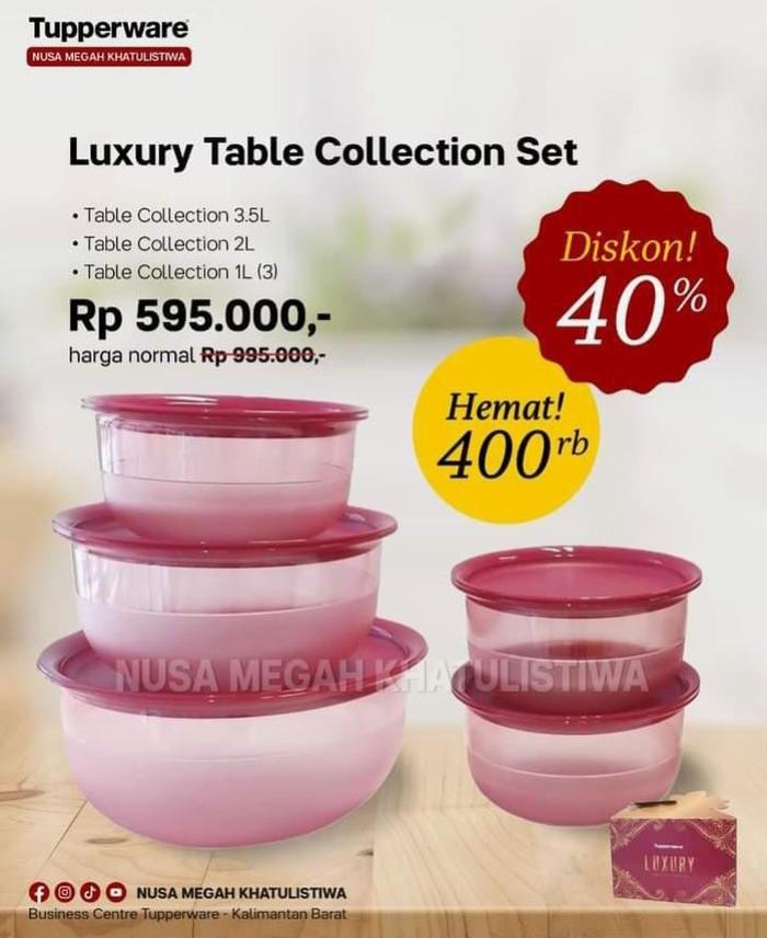 Jual TUPPERWARE LUXURY TABLE COLLECTION SET (5) - KOTAK PENYIMPANAN ...