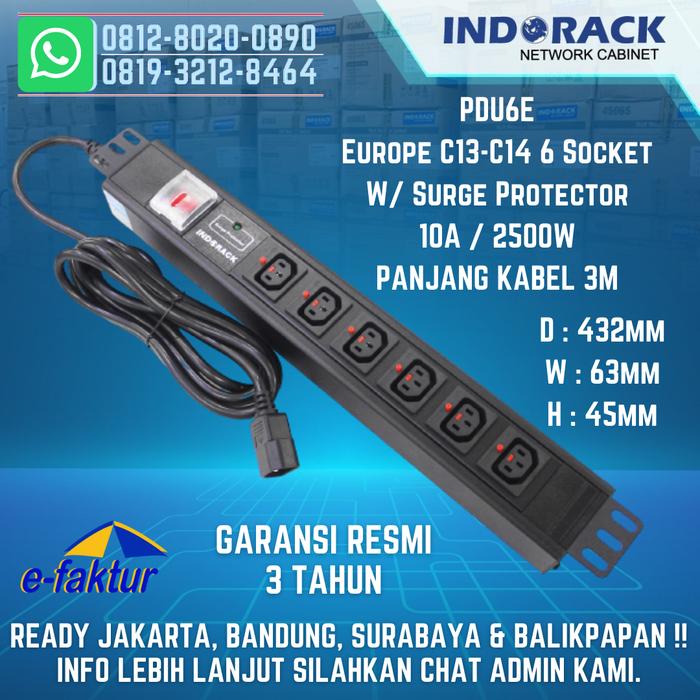 Jual INDORACK PDU 6 SOCKET C13 EUROPE SOCKET RACK SERVER - EUROPE ...