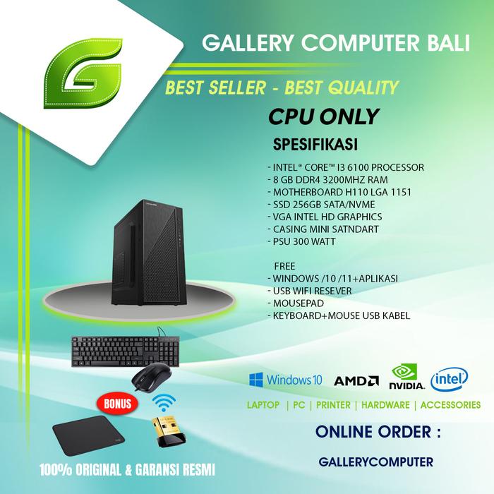 Jual komputer pc rakitan intel core i3 6100-siap pakai - Kota Denpasar ...