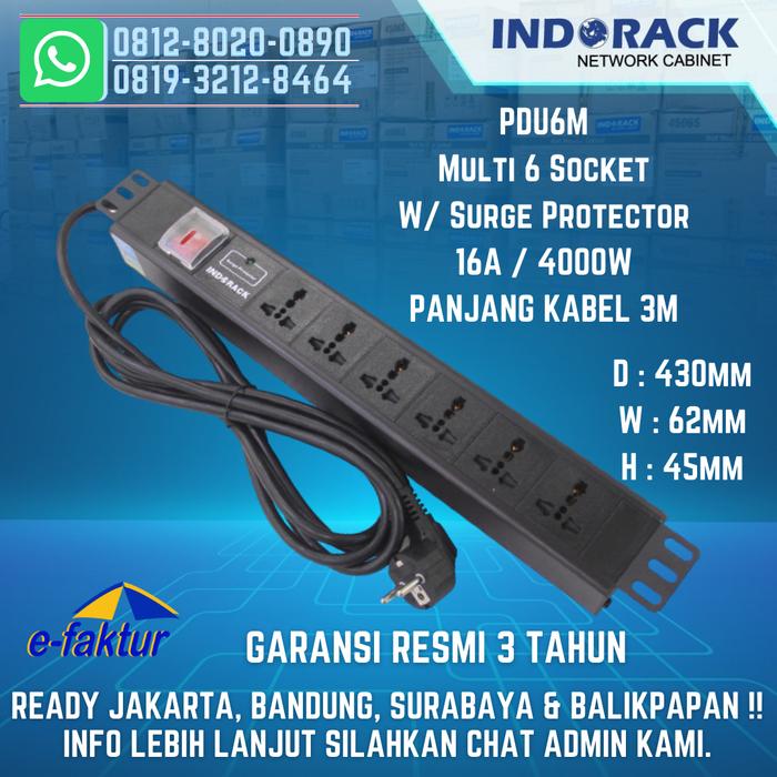 Jual INDORACK PDU 6 SOCKET C13 MULTI SOCKET RACK SERVER - MULTI SOCKET ...