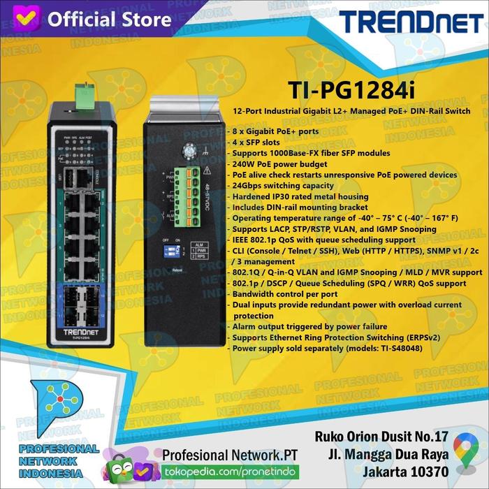 Promo Trendnet TI-PG1284i 12-Port Hardened Industrial Gigabit PoE+ ...