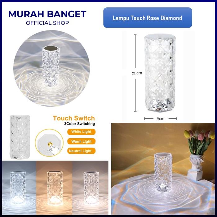 Jual Lampu Meja Crystal LED Rose Diamond Touch Lampu Hias Aesthetic ...