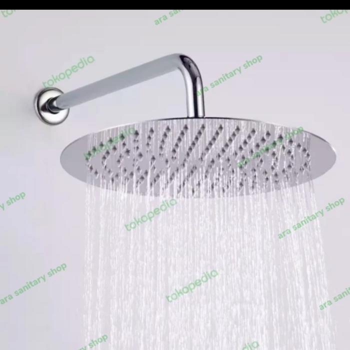 Jual shower dinding bulat 10inch/wall shower stainlis steel/rainfall ...