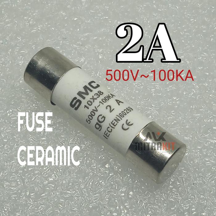 Jual SMC FUSE 2A 500V~100KA CERAMIC 10X38MM IEC(EN) Sikring Keramik ...