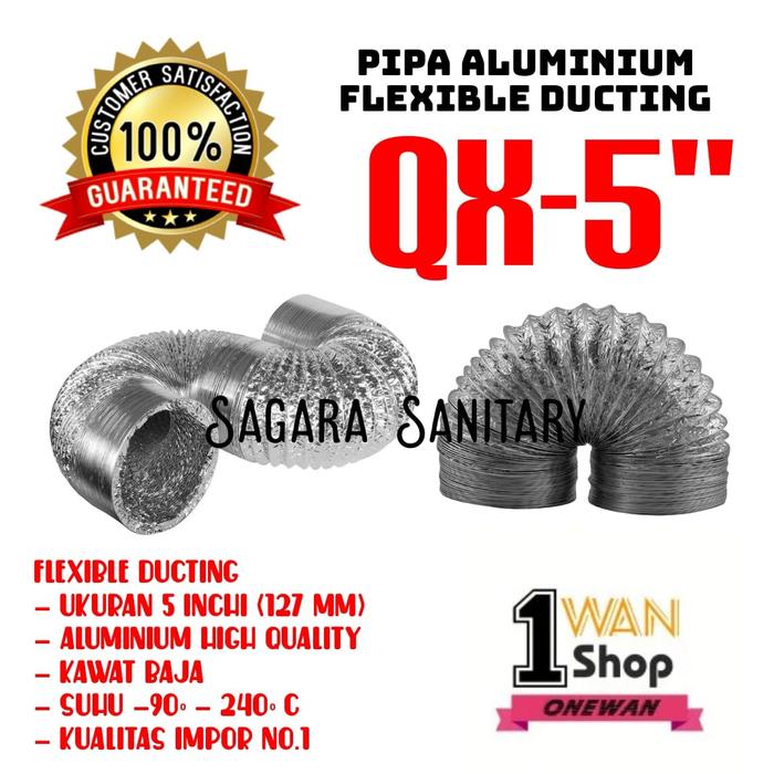 Jual aluminium flexible ducting 5 in tahan panas selang pipa cooker ...