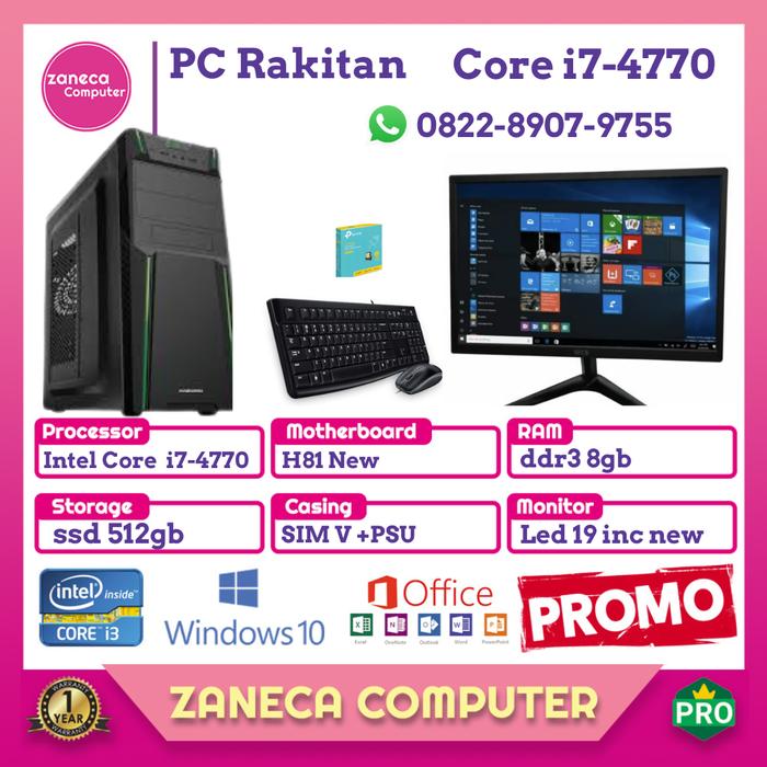 Jual PAKET PC KOMPUTER RAKITAN LENGKAP i7-4770 ram 8gb ssd512 siap pakai - Jakarta Pusat ...