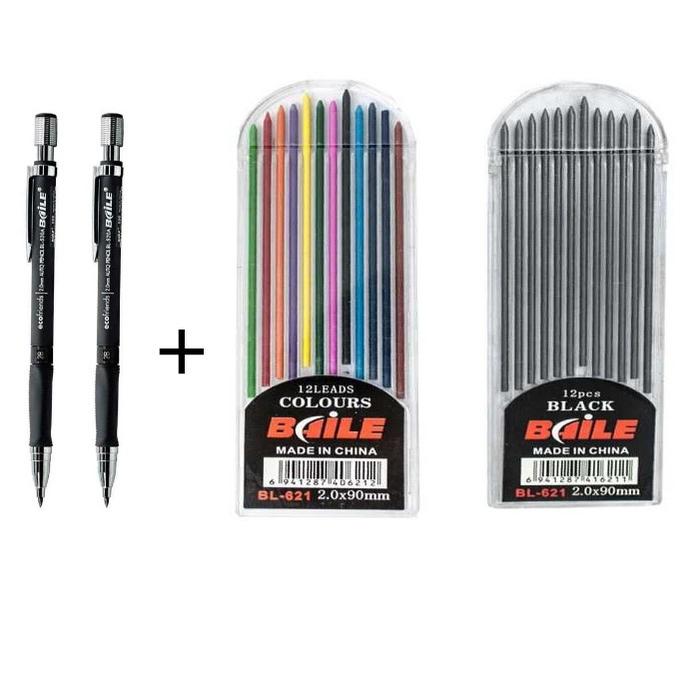 Jual 2B Mechanical Pencil Pensil Mekanik 2B 2mm Isi 12 Refill - Paket ...