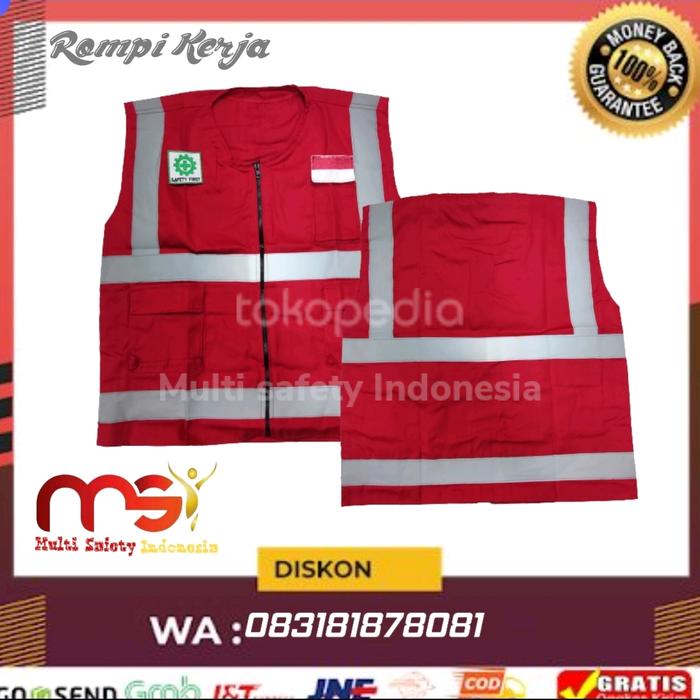 Jual Rompi Safety Drill - Rompi Safety Kerja Proyek warna merah plus ...