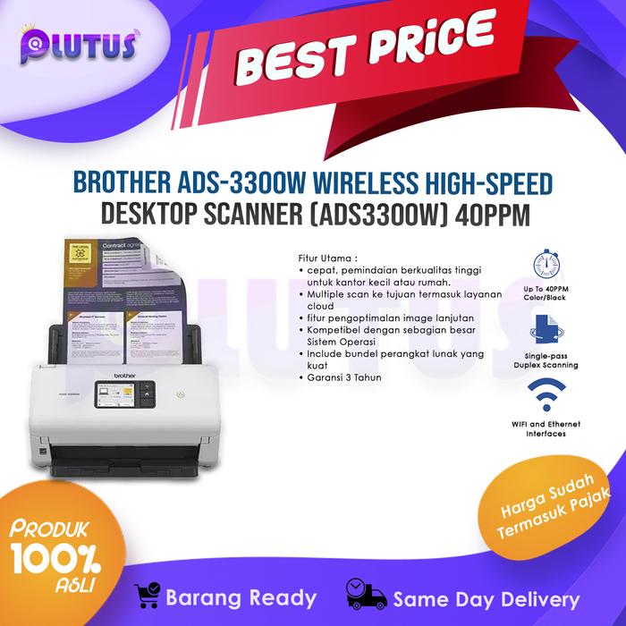 Jual Brother ADS-3300W Wireless High-Speed Desktop Scanner (ADS3300W ...
