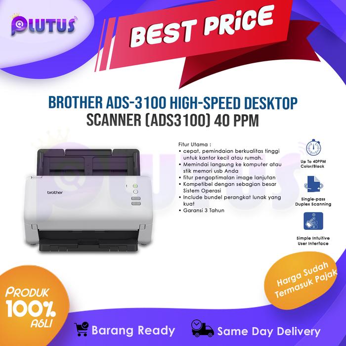 Promo Brother ADS-3100 High-Speed Desktop Scanner (ADS3100) 40 PPM ...