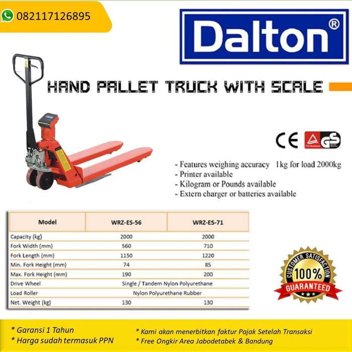 Jual Hand Pallet Hand Lift Timbangan Scale Merk Dalton Bandung - Kab ...