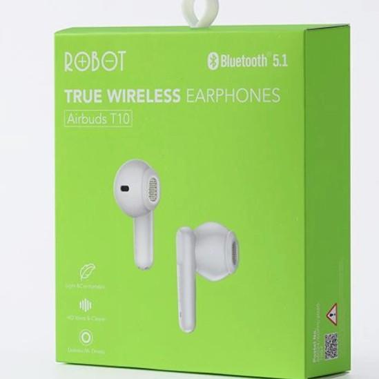 Jual Earbuds Airbuds T10 Robot White Waterproof IPX4 Semi In-ear - Kab ...