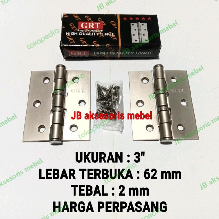 Jual ENGSEL PINTU JENDELA 3" inch (Chrome) GRT / ENGSEL KUPU BEARING 7 ...