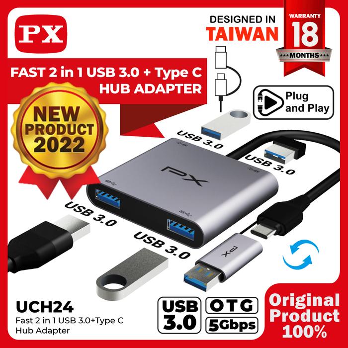 Promo PX Hub Converter UCH24 Dongle Type C USB 3.0 4 in 1 Macbook ...