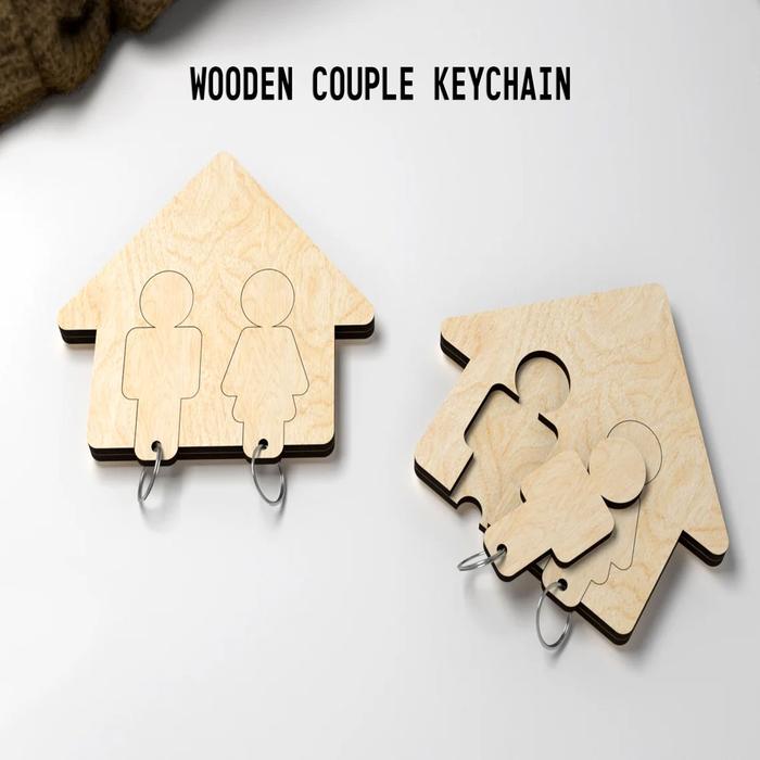Jual Wooden Couple Keychain / Gantungan Kunci Pasangan Kayu / Hiasan ...