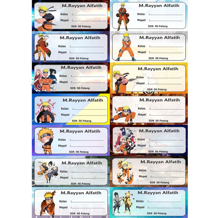 Jual STIKER LABEL BUKU PELAJARAN NARUTO - Jakarta Barat - Labelqu02 ...