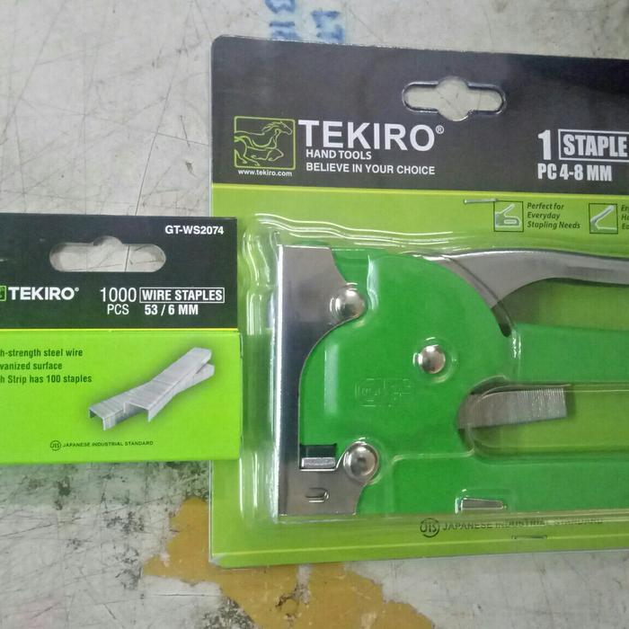 Jual steples tembak TEKIRO + ISI steples 6mm TEKIRO/ STAPLE GUN TACKER ...