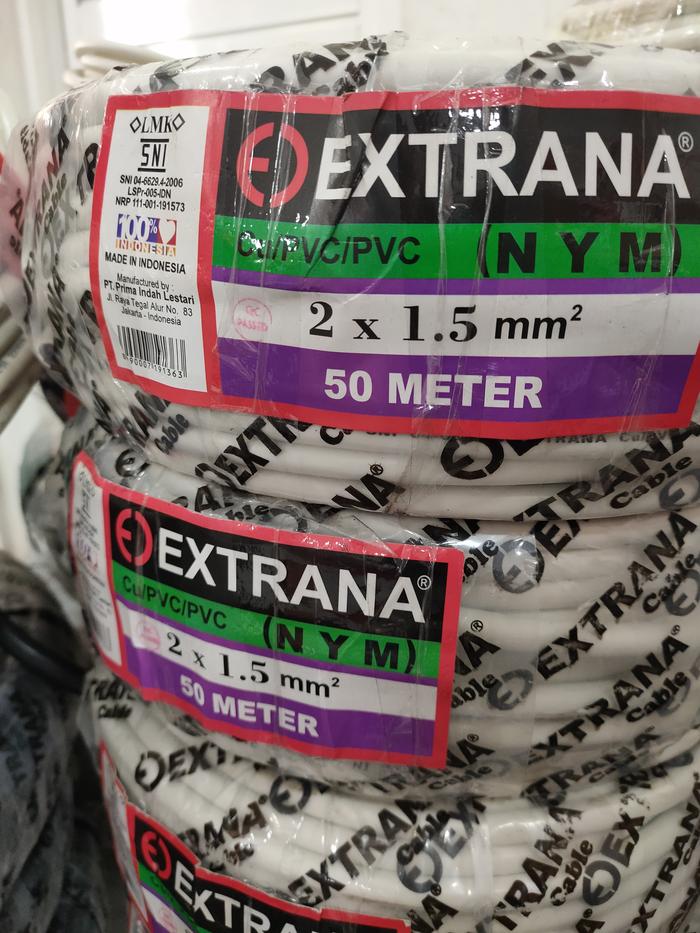Jual EXTRANA NYM 2x1.5 (50) METER KABEL LISTRIK KAWAT TUNGGAL PUTIH ...