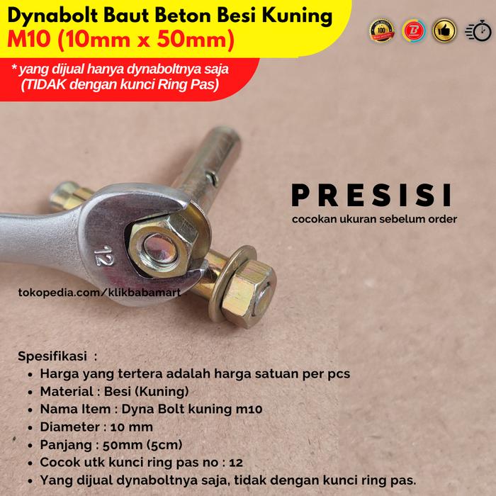 Jual DYNABOLT BAUT TANAM TEMBOK BETON M10X50 BESI KUNING - Kota Depok ...