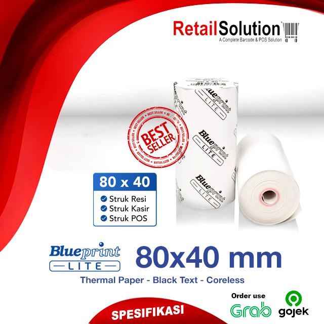 Jual Kertas Kasir Thermal Struk Coreless - Blueprint Lite 80x40 / 80 x ...