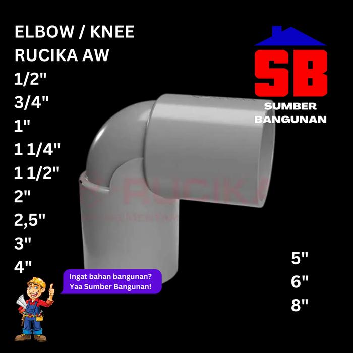 Jual ELBOW PVC 8 AW INCH 8" RUCIKA L KNEE KENI KNIE TEBAL - Kab ...