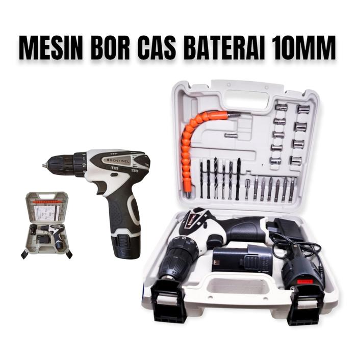 Jual Mesin Bor Cas Baterai Cordless Drill 10MM 12V- 2 Baterai - Jakarta ...