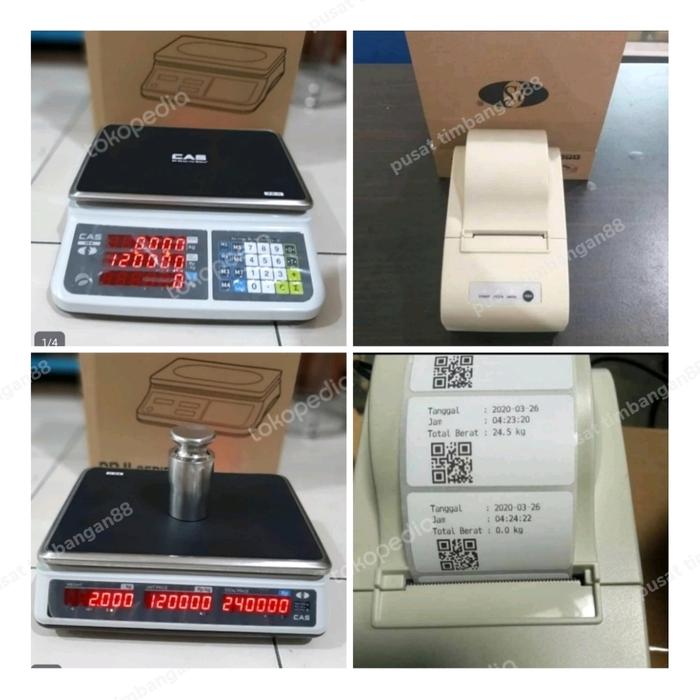 Jual Timbangan digital printer 30kg CAS PR-II + Printer Label stiker IS ...
