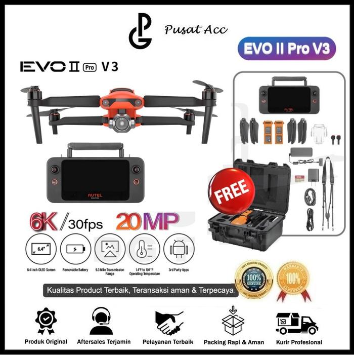 Jual Autel Evo II Pro V3 Drone 6K 20MP 1” Sensor 15KM 40Min - Rugged ...