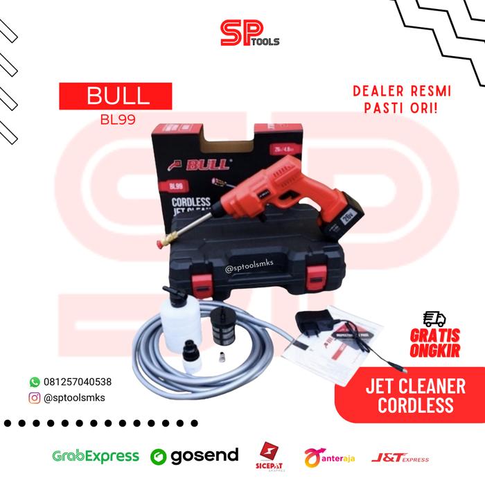 Jual MESIN JET CLEANER STIM STEAM CORDLESS BATERAI CAS 26V 4.8AH BULL ...